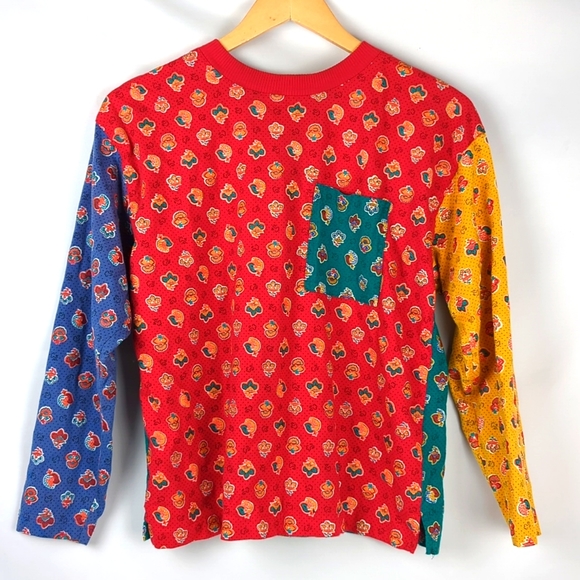 Vintage | Tops | Womens Vintage 8s90s Long Sleeve Colorblock Print ...